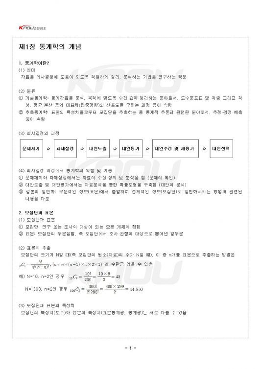 2015년 1학기 경영분석을위한기초통계 기말시험 핵심체크