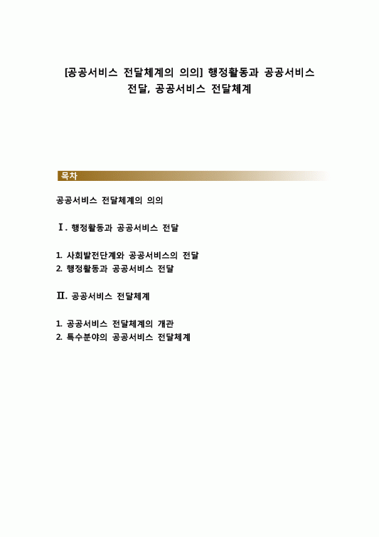 [공공서비스 전달체계의 의의] 공공서비스 전달체계 - 행정활동과 공공서비스 전달, 공공서비스 전달체계