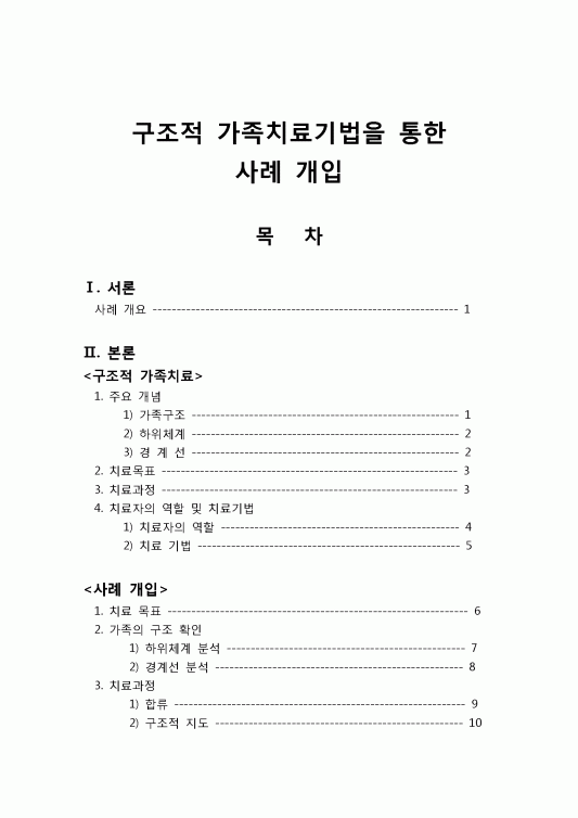 [구조적 가족치료기법 사례] 구조적 가족치료기법 개념, 구조적 가족치료기법 방법, 구조적 가족치료기법 사례, 구조적 가족치료기법 개입,사례 개입