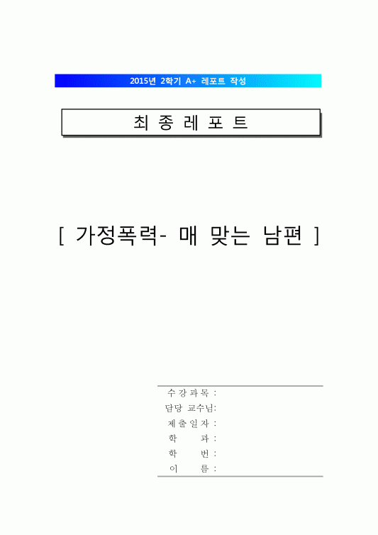 [가정폭력-망치부인사건] 매 맞는 남편 (가정폭력-매 맞는 남편-의 실태, 매 맞는 남편 원인, 매맞는 남편, 가정폭력 해결방안)