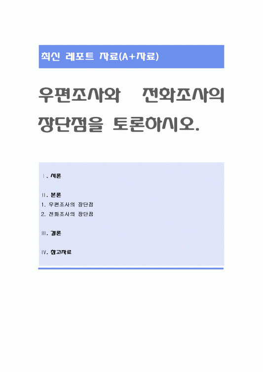 우편조사와 전화조사의 장단점을 토론.