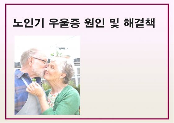 노인기 우울증 원인 및 해결책.ppt