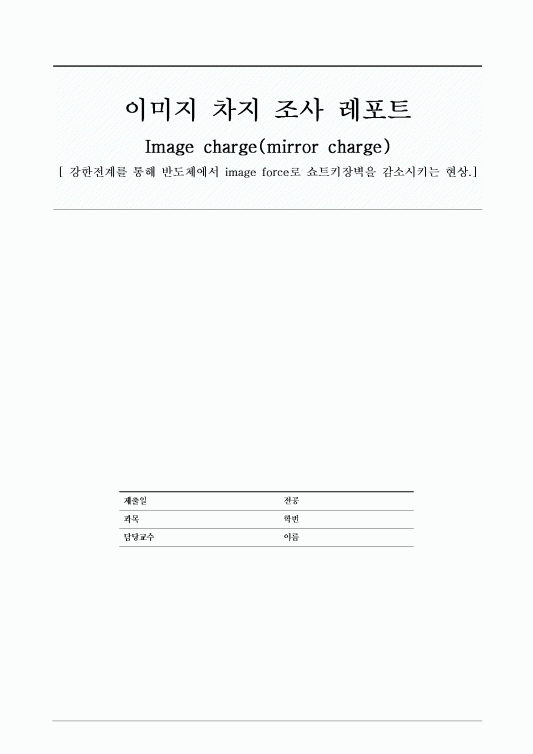 Image-Charge 조사 레포트