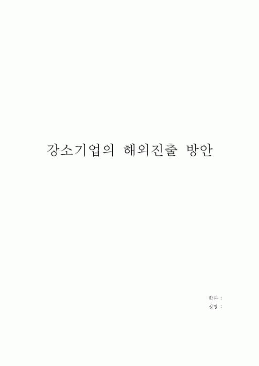 강소기업의 해외진출 방안