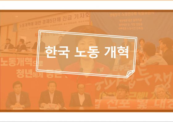 한국 노동개혁(일반해고, 비정규직, 임금피크제)의 과정및 분석