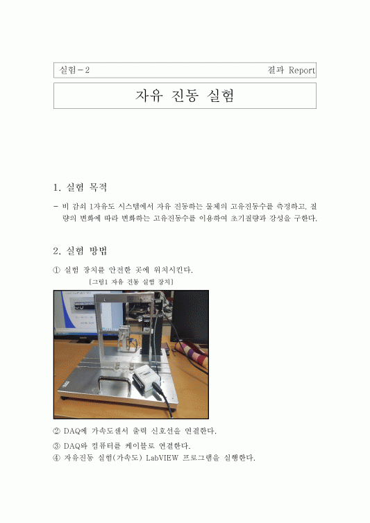 자유진동 실험 보고서