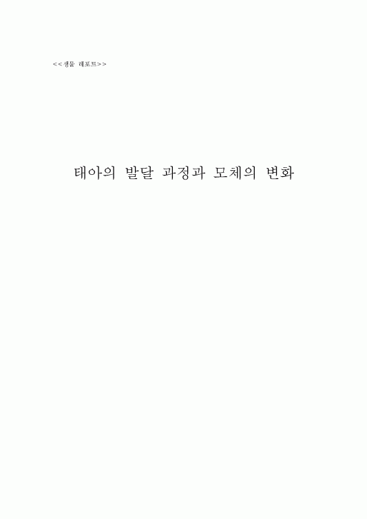 태아의 발달 과정과 모체의 변화를 간략하게 서술 및 정리