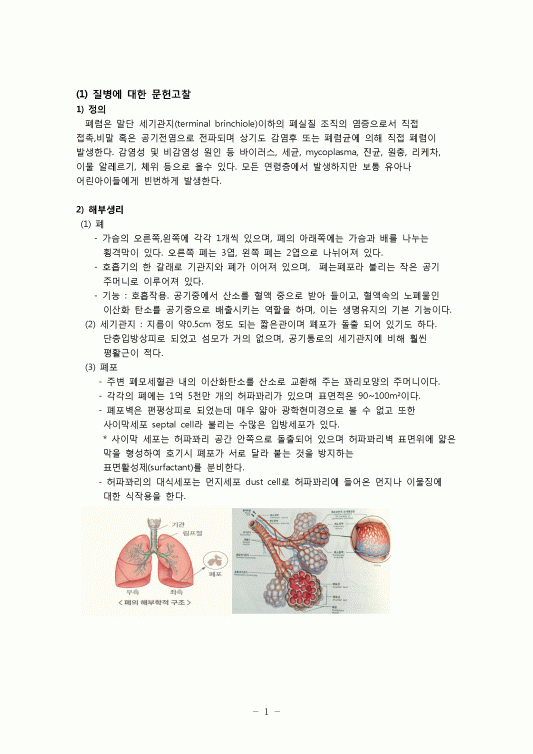 아동간호 병동 case study - pneumonia A받은 자료