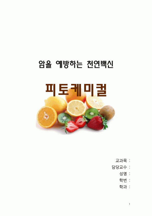 암을 예방하는 천연백신, 피토케미컬(phytochemical)