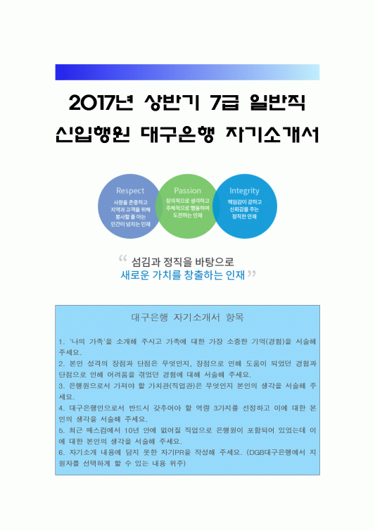 대구은행자기소개서] 2017년 상반기 7급 일반직 신입행원 대구은행자기소개서 +면접, 대구은행자기소개서, 대구은행자소서, 최근 매스컴에서 10년 안에 없어질 직업 은행원 본인 생각