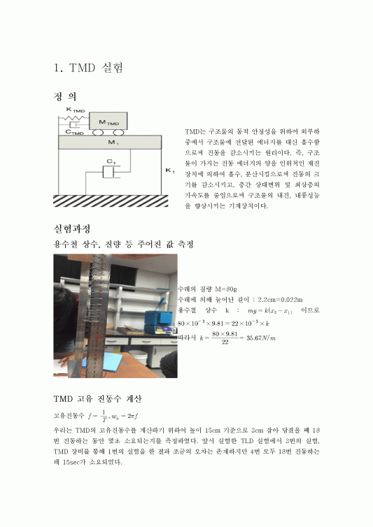 중앙대 진동계측실험  TMD,TLD 결과레포트