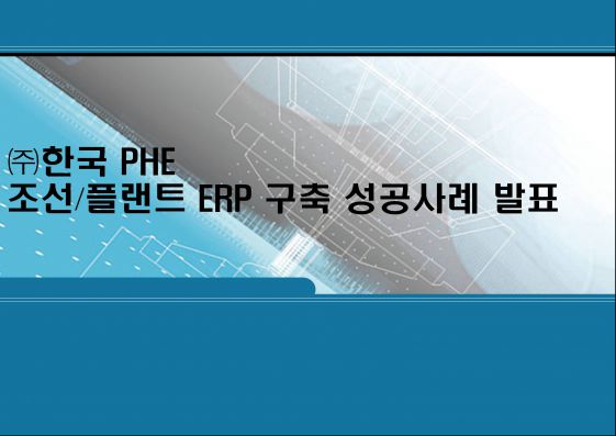 [중소기업경영론] ㈜한국 PHE 조선 플랜트 ERP 구축 성공사례 발표