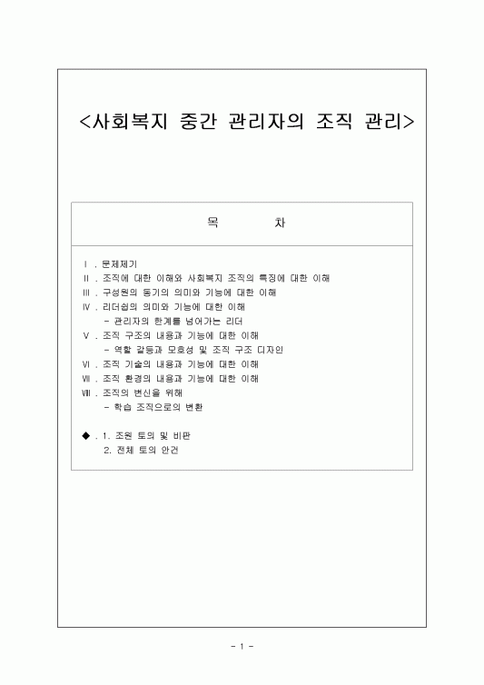 사회복지 중간 관리자의 조직 관리