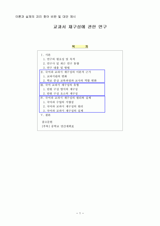 [이론과 실제의 괴리 찾아 비판 및 대안 제시] 교과서 재구성에 관한 연구