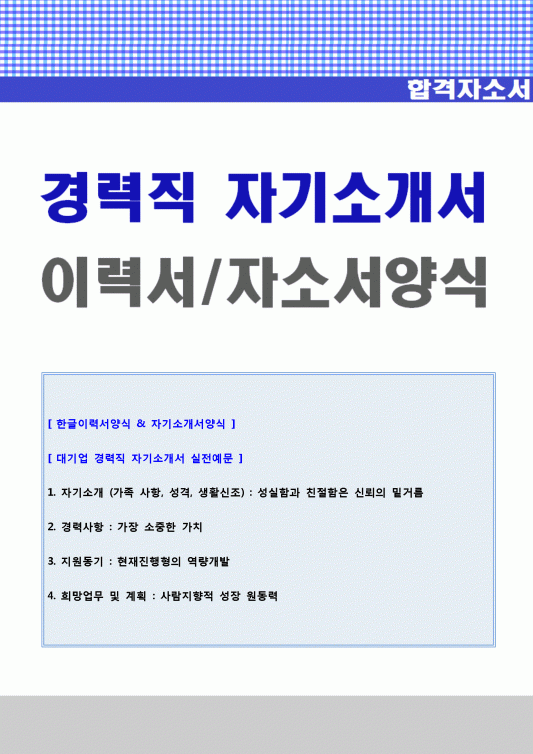 (경력직 자기소개서 + 이력서양식) 2019년 대기업 경력사원 자기소개서 합격예문 [경력직 자소서 자기소개서 지원동기]