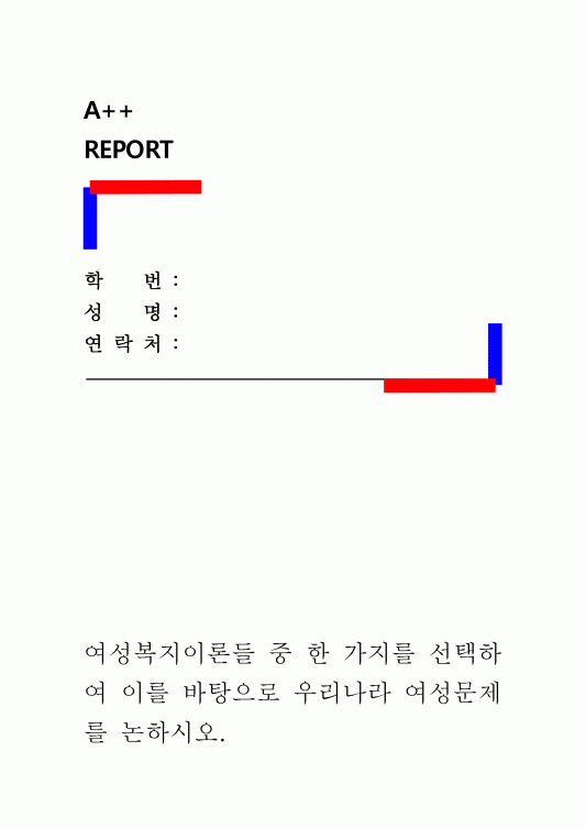 [ 여성복지이론들 중 한 가지를 선택하여 이를 바탕으로 우리나라 여성문제를 논하시오 ]