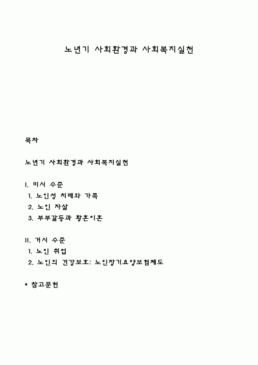 노년기 사회환경과 사회복지실천 (미시 수준, 거시 수준)