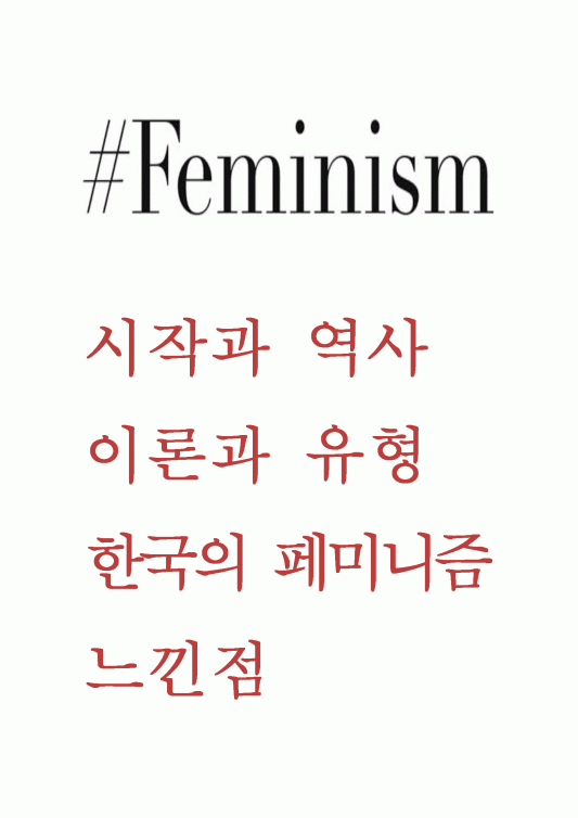 페미니즘 시작과역사 및 유형분석과 한국에서의 페미니즘 전개양상분석및 느낀점- 페미니즘 연구보고서