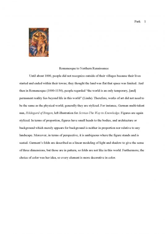 [영문] (영어-교양) Romanesque to Northern Renaissance(미국대학교 Humanity 교양수업 과제)