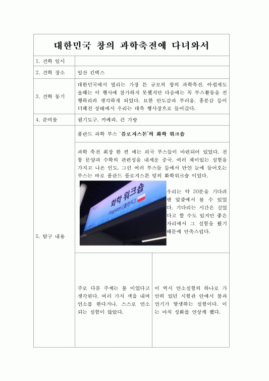 견학 보고서 - 대한민국 창의 과학축전에 다녀와서 실습 보고서 - 전자기장을 이용한 간이 전류계 만들기