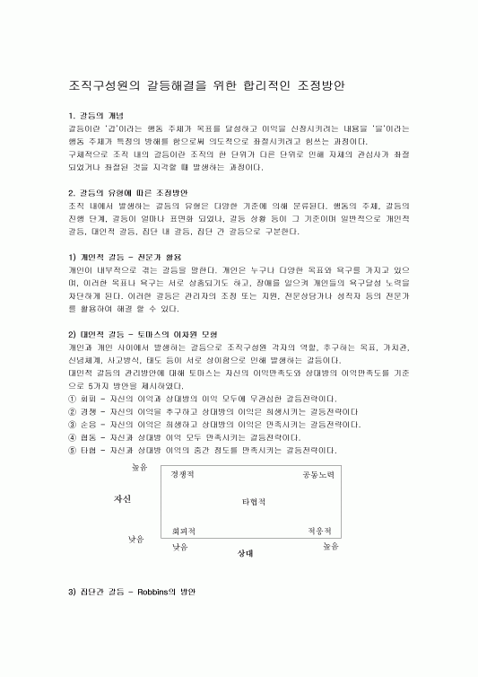 조직론 레포트] 조직구성원의 갈등해결을 위한 합리적인 조정방안  행정조직에서의 효율적 의사전달 방안 공공관계 활동의 효율적 관리방안