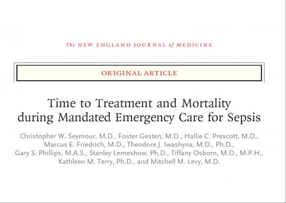 Time to treatment and mortality during mandated emergency care for sepsis