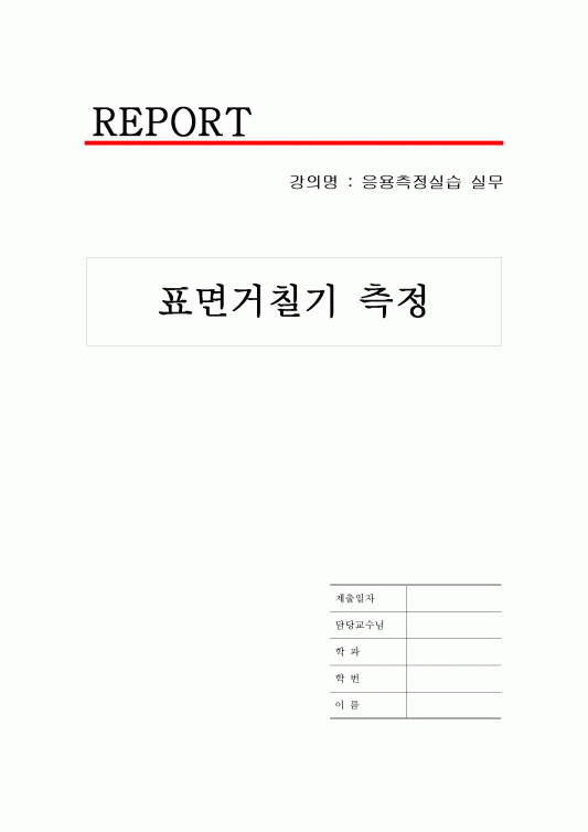 표면거칠기 레포트