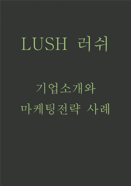 러쉬 LUSH 기업소개와 러쉬 마케팅전략 사례연구