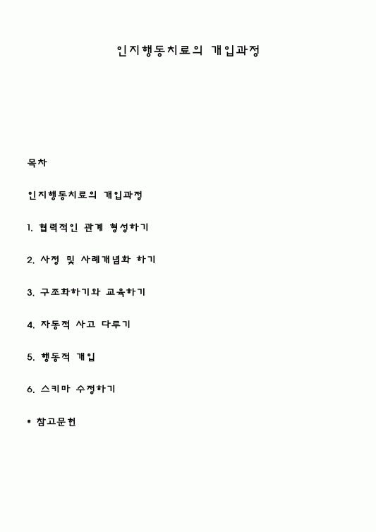 인지행동치료의 개입과정