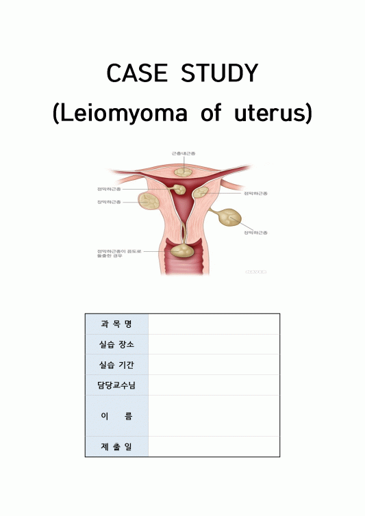 여성간호학(자궁) 간호과정 A+(간호과정, 진단 3가지 상세기술)