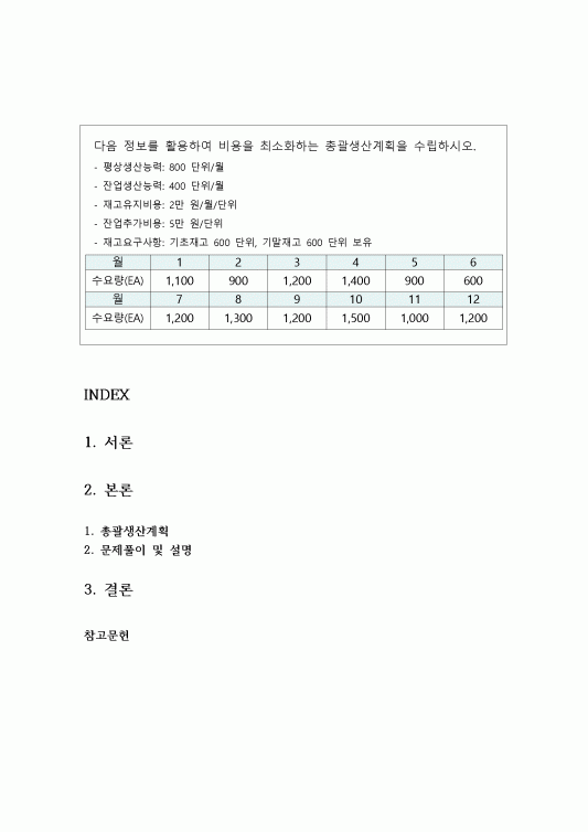 방송통신대학교 경영학과 중간과제물 생산관리 (3학년 1학기)