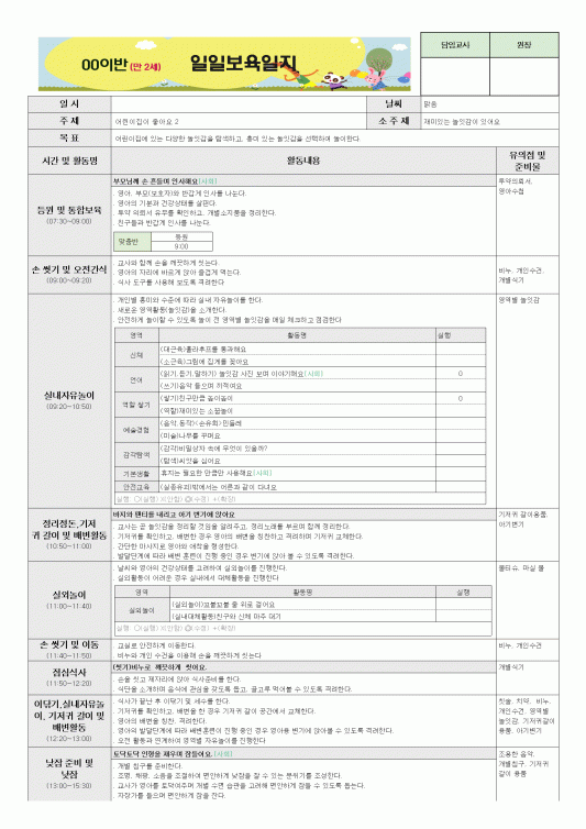 만2세 보육일지 4월일지