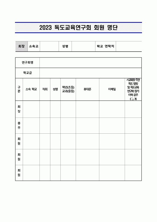 2023 대구지역 독도연구회 계획서