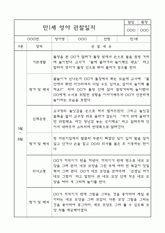 만1세 1년치 관찰일지 및 발달평가 64Page