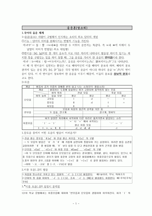 국어 문법 <음운론> 연구