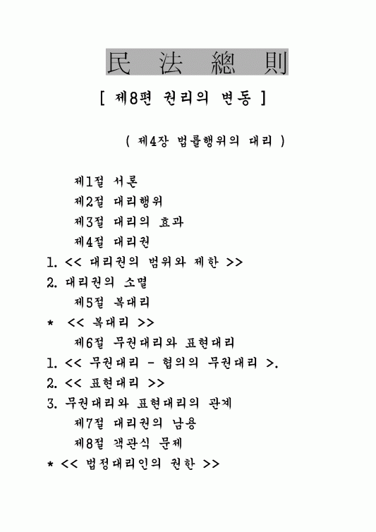 민법총칙 제8편 대리