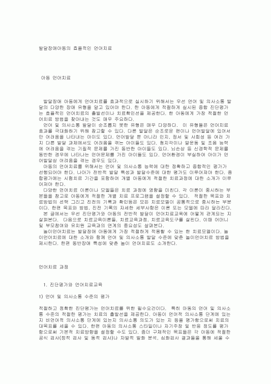 발달장애아동의 효율적 언어치료