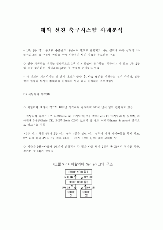 해외 선진 축구시스템 사례분석