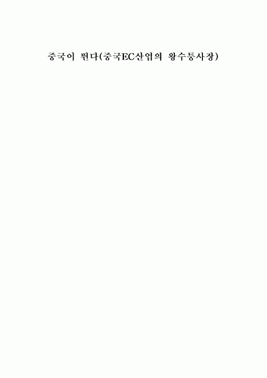 중국이 뛴다(중국EC산업의 왕수퉁사장)
