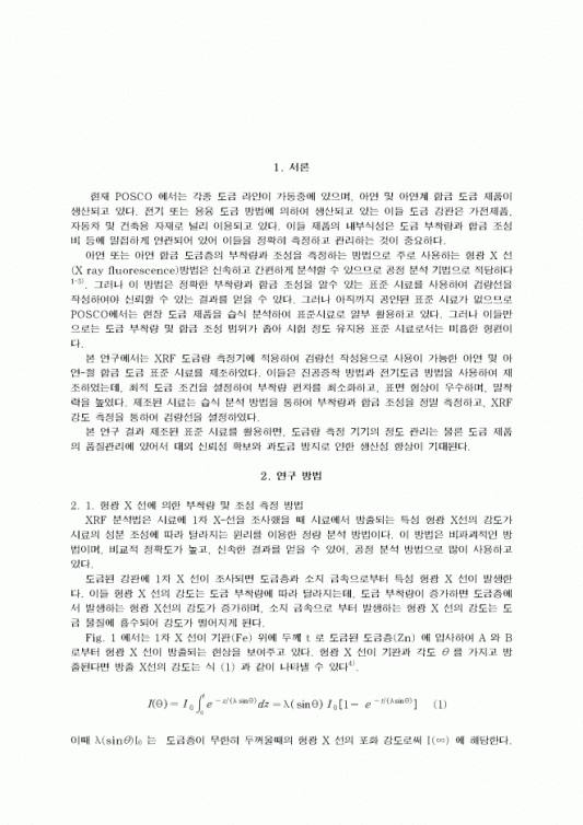 도금량 측정 기기용 표준 시료 개발
