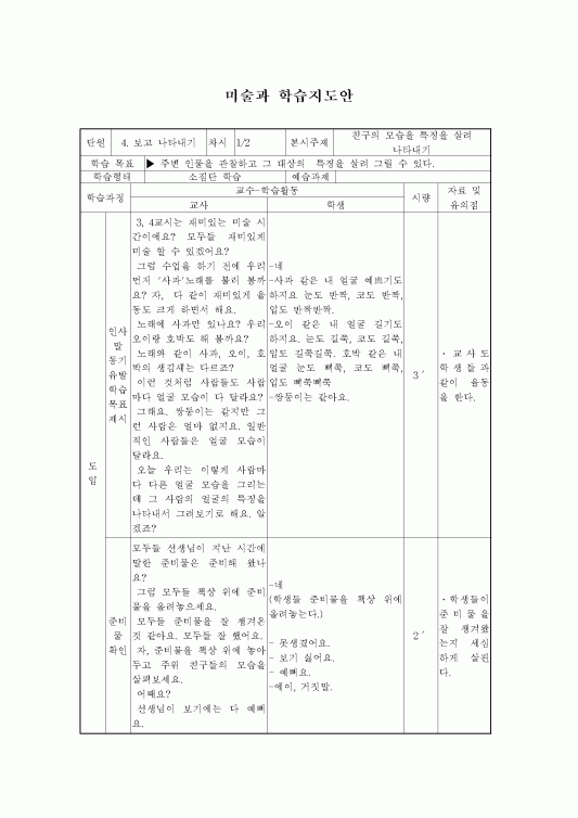 미술과 학습지도안