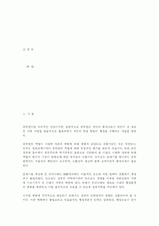 정부인적자원의 효율화 방안