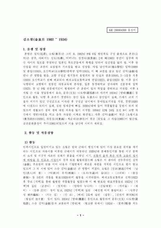 [인문과학] 김소월의 작품세계