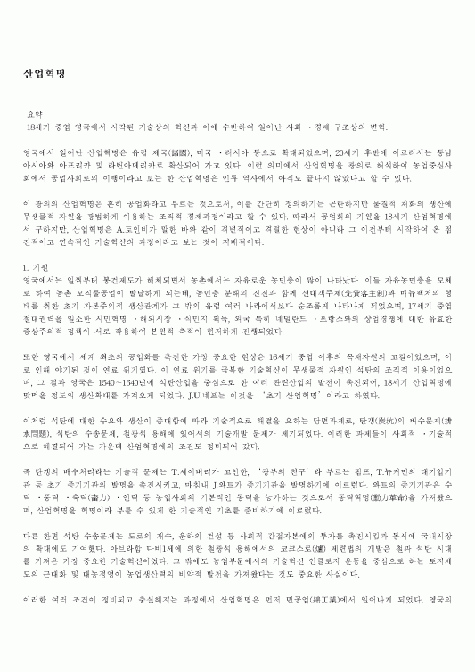 산업혁명에 관해