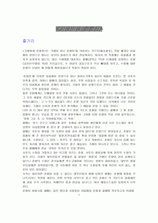 기생비생 춘향전