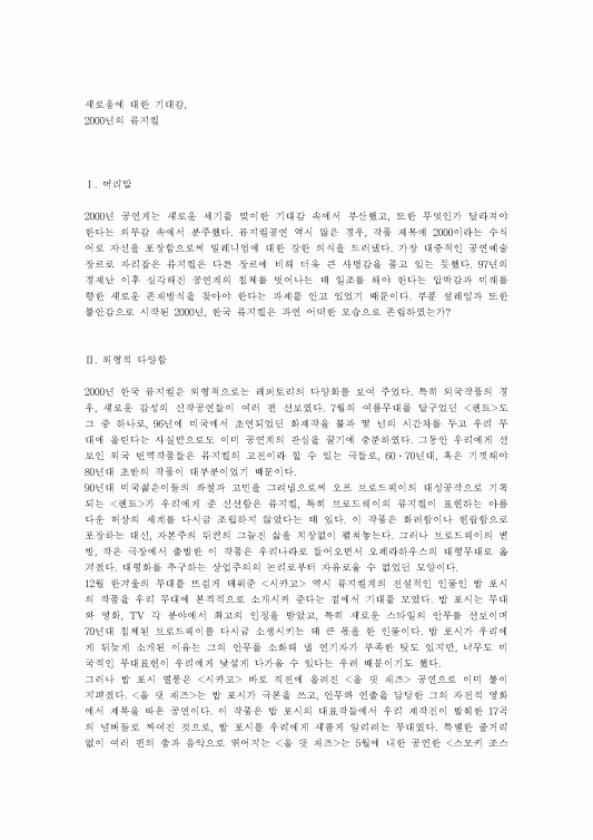 새로움에 대한 기대감,2000년대 뮤지컬