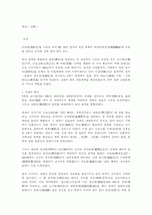 [인문과학] 백제에 대하여