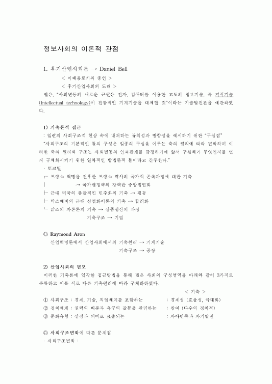 [자연과학] 정보사회의 이론적 관점