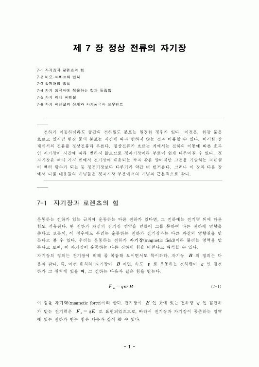 정상전류자기장