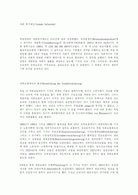 사회 복지제도(Soziale Sicherheit)
